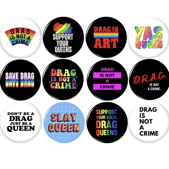 Jewelry | Drag Queen Pronouns Non Binary Lgbtq Gay Set Of 12 1 Inch ...